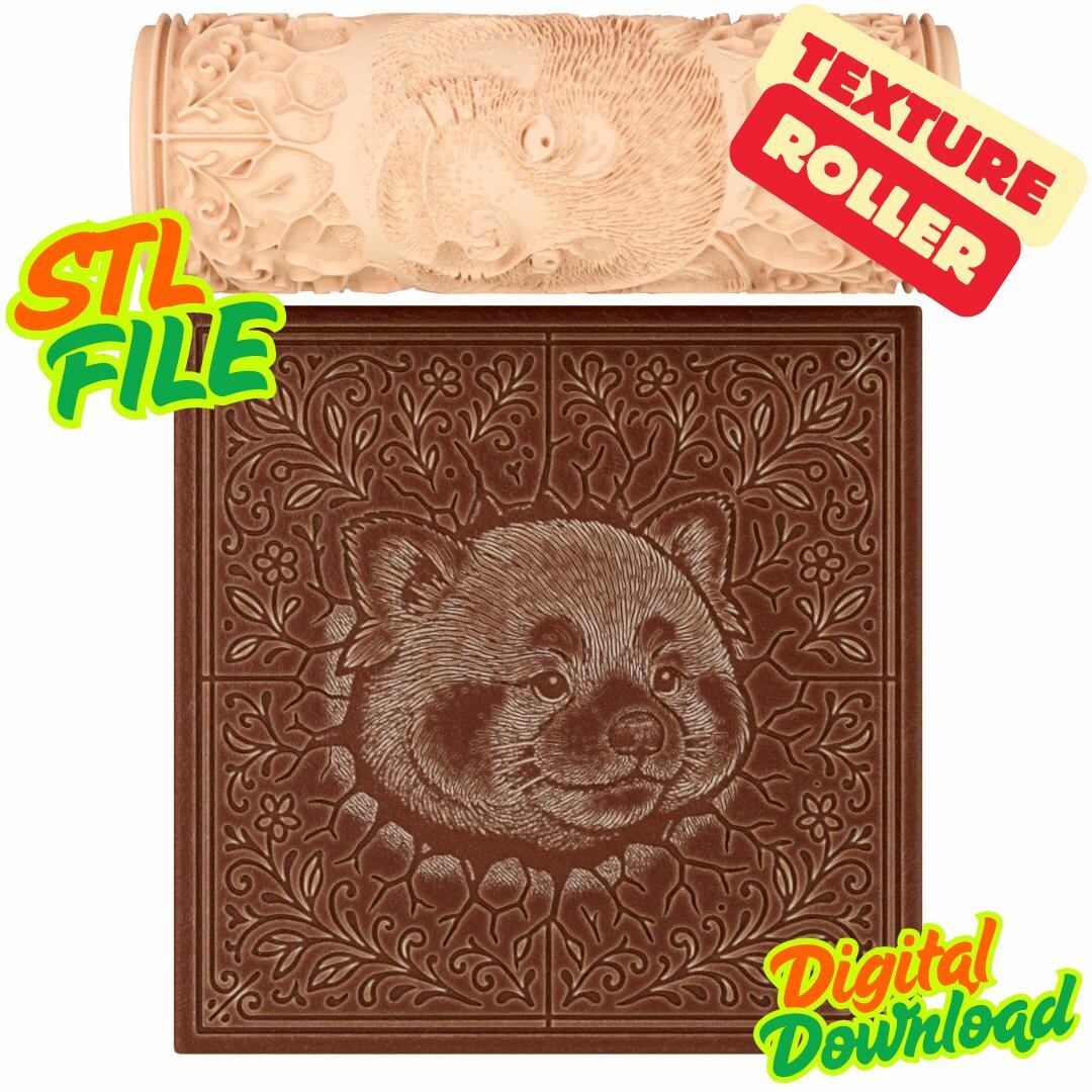 Red Panda Texture Roller STL File – Engraved Animal Clay Tool for ...