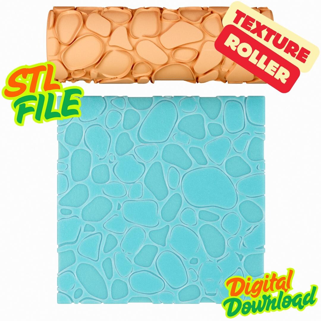 Pebbles Texture Roller STL File: Clay, Pottery, Fondant (digital ...