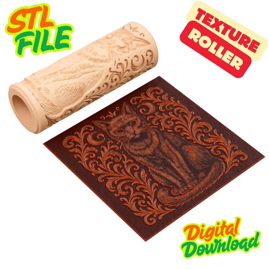 Black Cat Halloween Texture Roller STL File: Spooky Pottery & Clay Tool ...