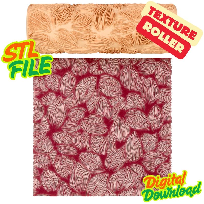 Leaf Cluster Texture Roller STL File: Clay, Pottery, Fondant (digital ...