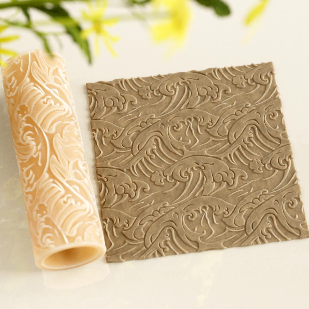 Waves Texture Roller | Seamless Waves Clay Texture Roller | Embossing ...