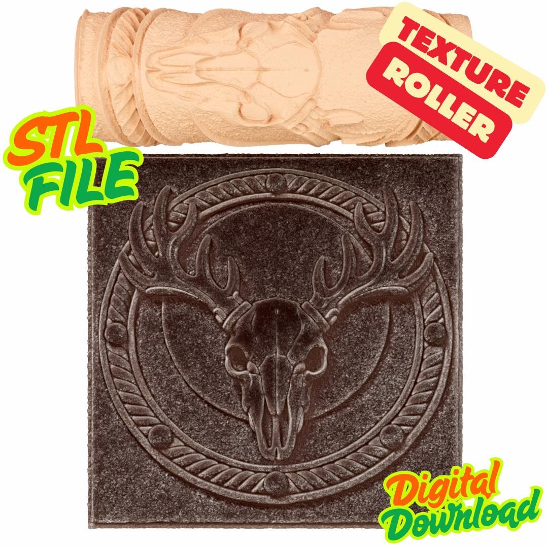 Stag Skull Heraldry Emblem Texture Roller STL File – Digital Download ...