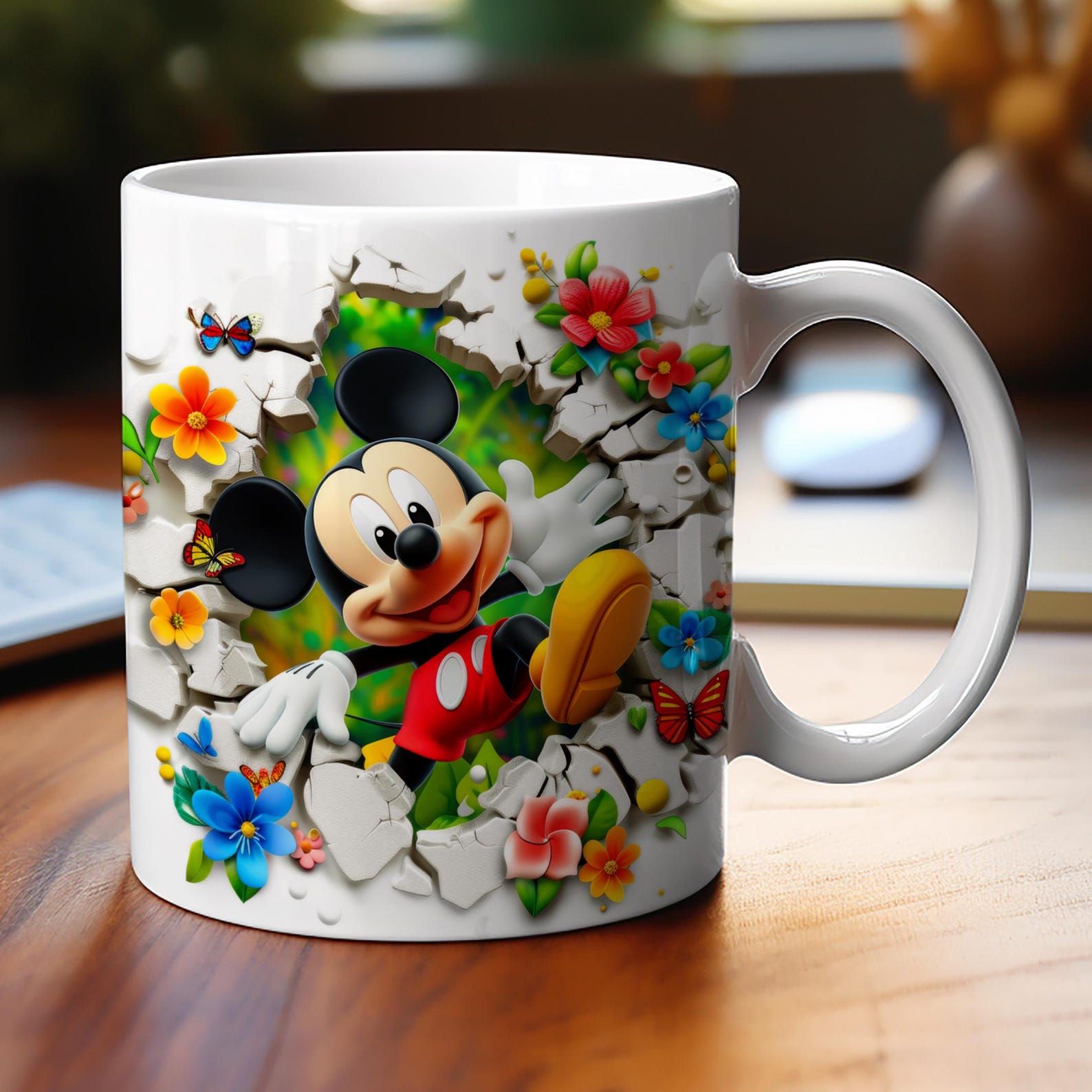 3D Effect Classic Girl Cartoon Character Mug Wrap, 11 Oz & 15 Oz Mug ...