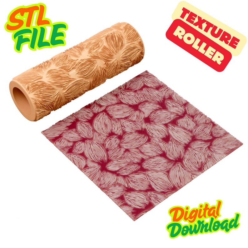 Leaf Cluster Texture Roller STL File: Clay, Pottery, Fondant (digital ...