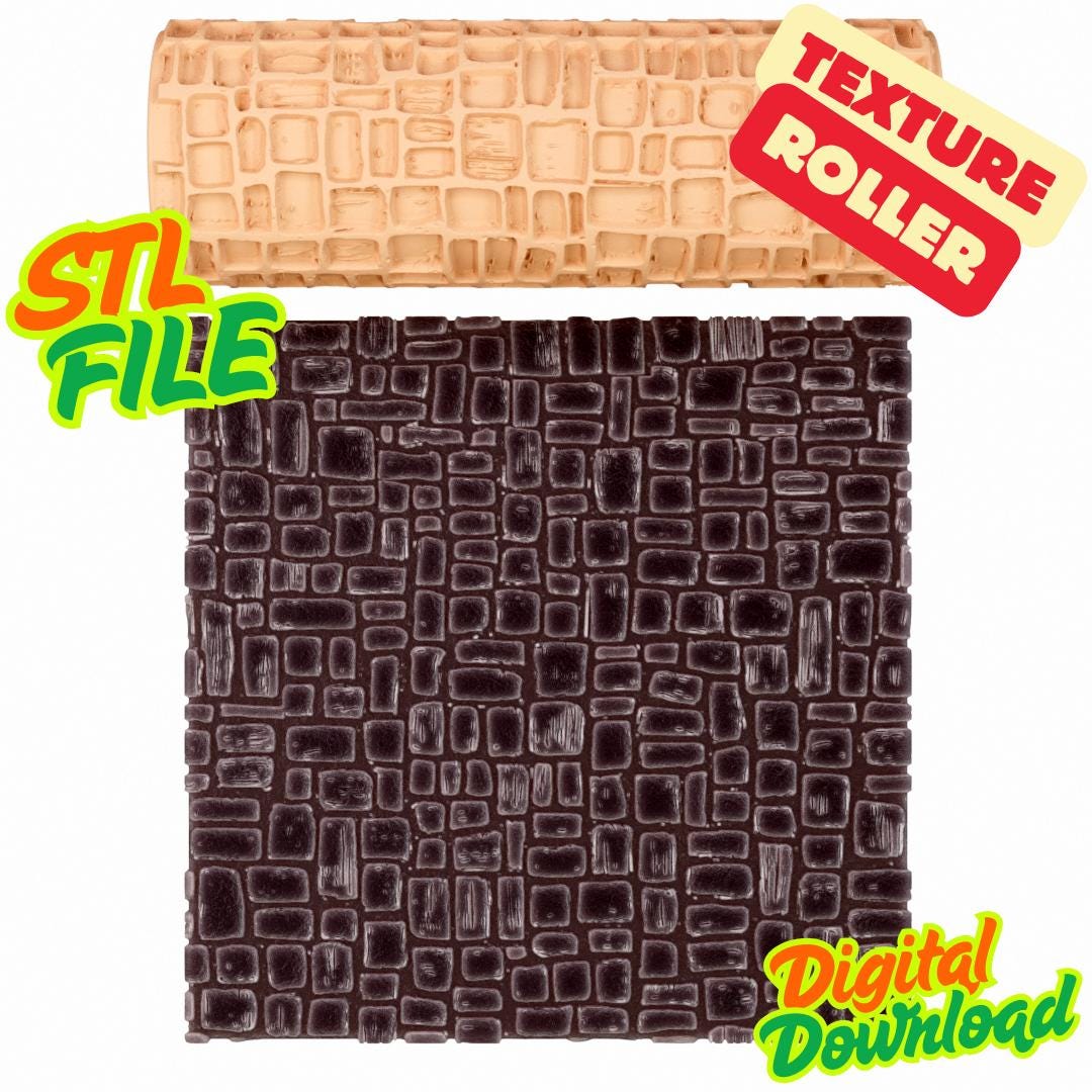 Stone Wall Texture Roller STL File: 3D Print Pottery & Clay (digital ...