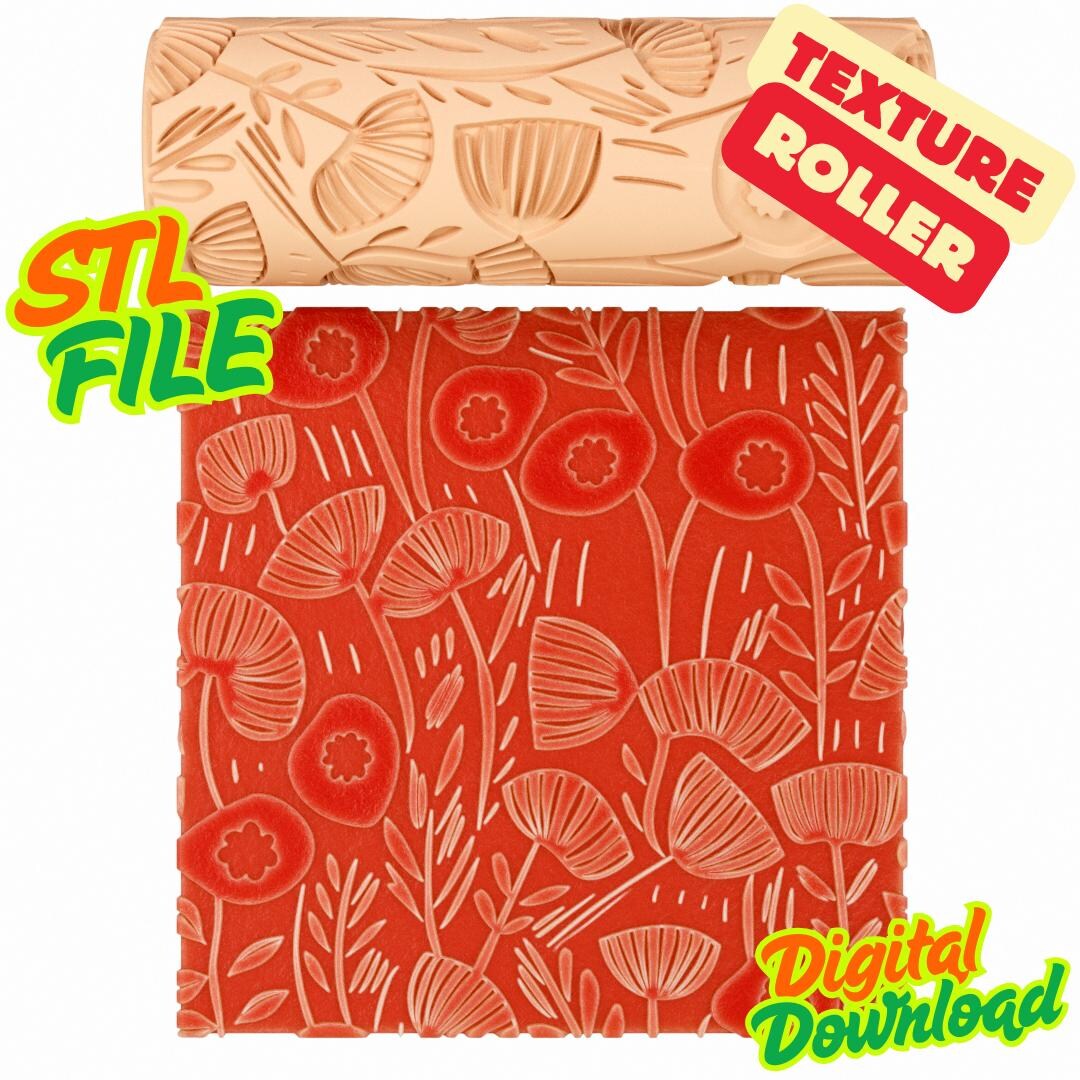 Poppy Meadow Texture Roller STL – Seamless Pattern - Digital Download ...