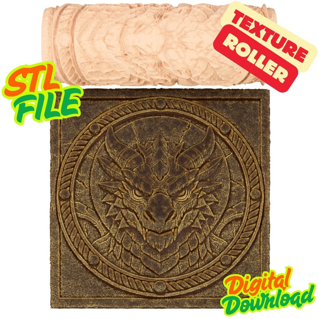 Dragon Head Heraldry Texture Roller STL File – Digital Download - Etsy