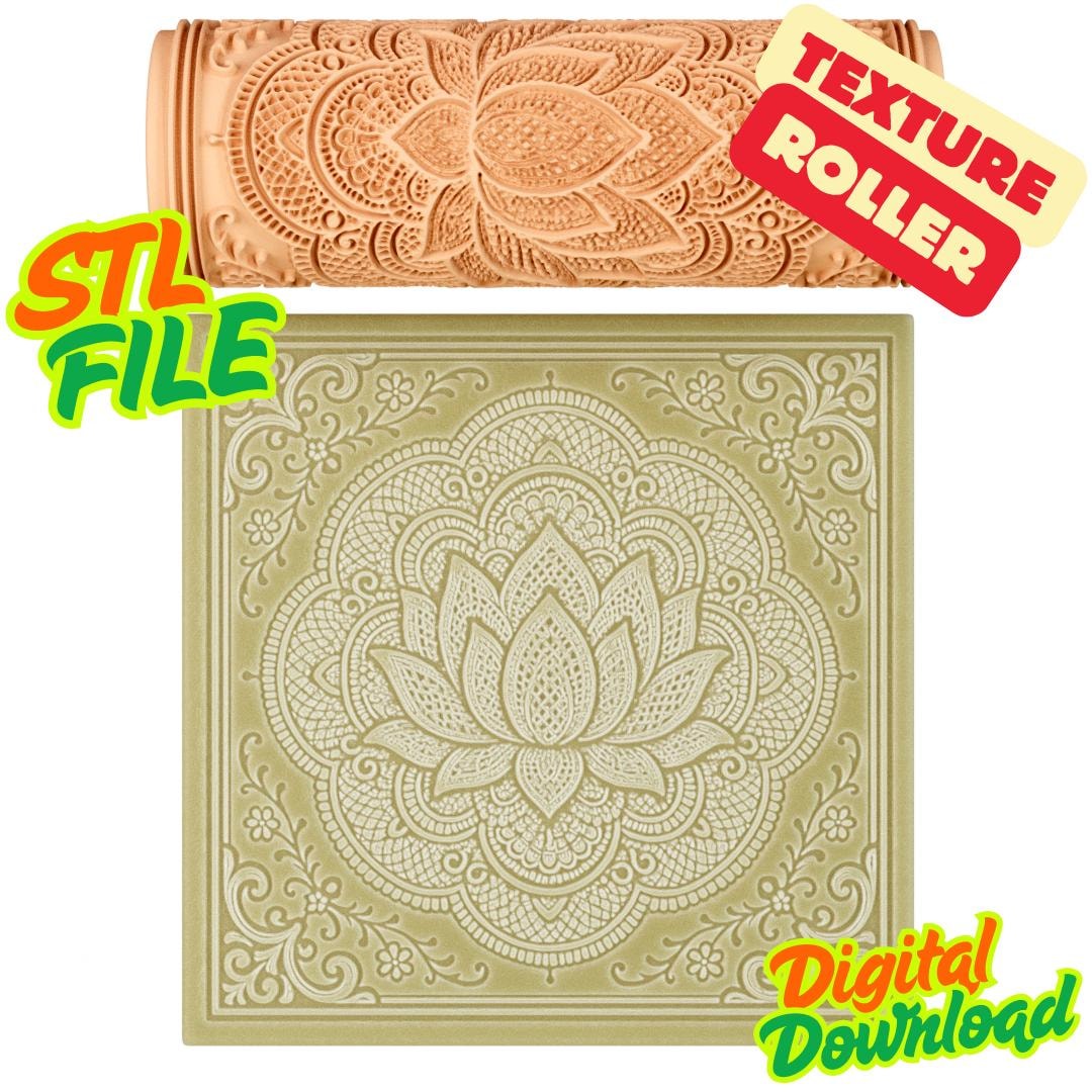 Lotus Lace Texture Roller STL File: 3D Print Clay, Pottery, Fondant - Etsy