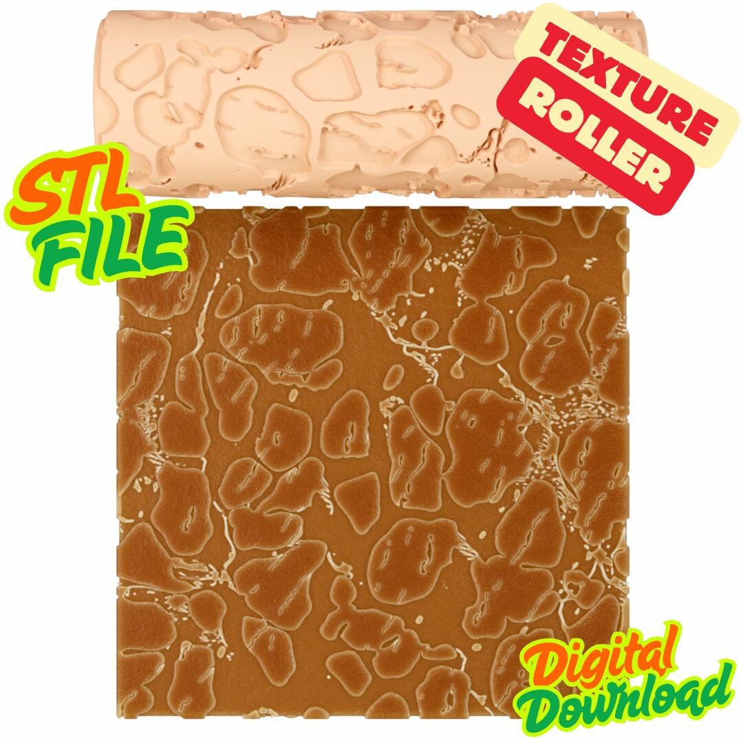 Stone Pattern Texture Roller STL File: Clay, Pottery, Fondant (digital ...