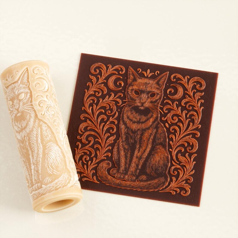 Black Cat Halloween Texture Roller STL File: Spooky Pottery & Clay Tool ...