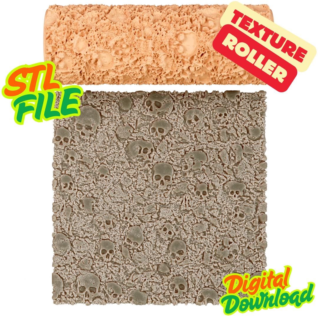 Skull Scatter Texture Roller STL File – Seamless Pattern – Digital ...