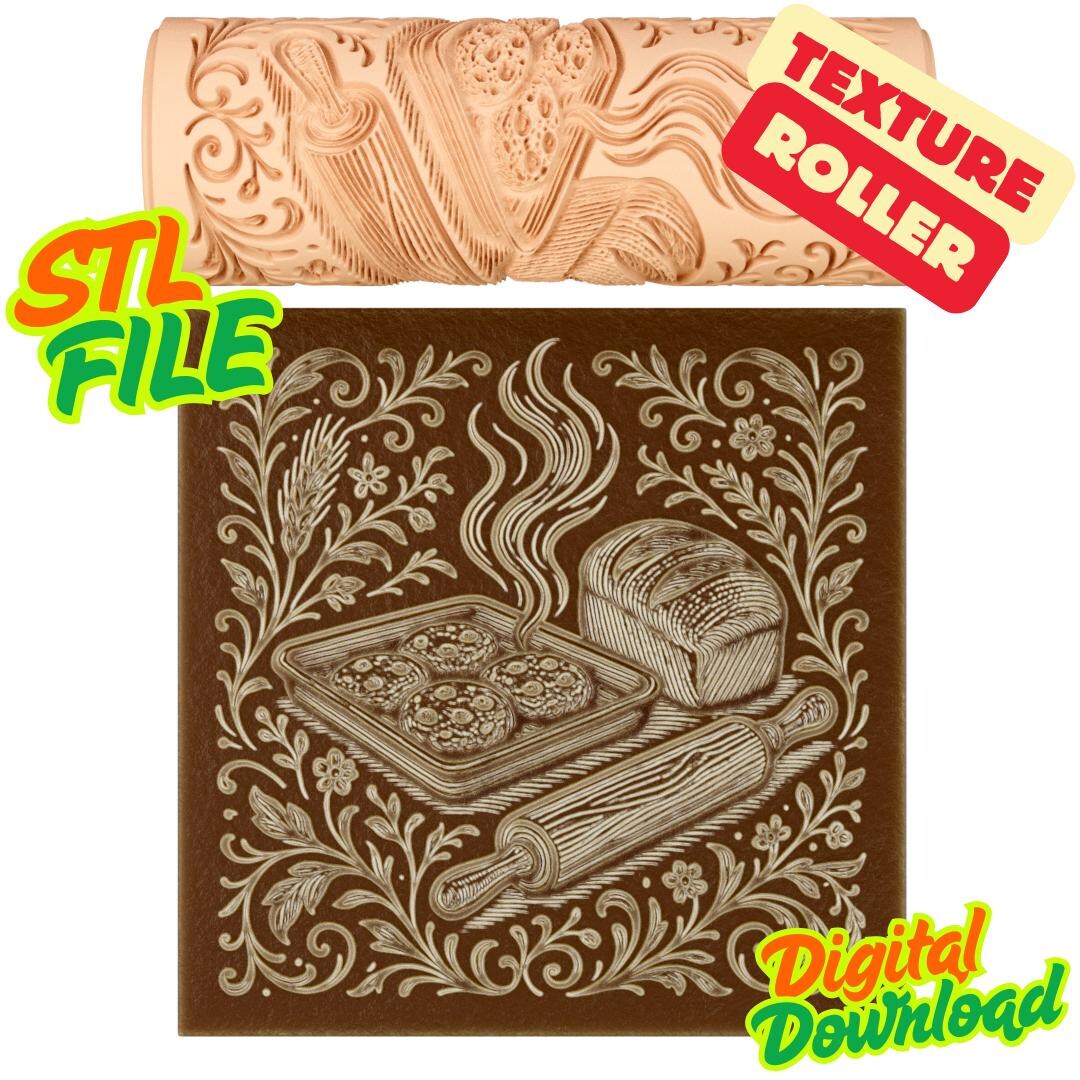 Cozy Kitchen Texture Roller STL File: Baking Comfort Design (digital ...