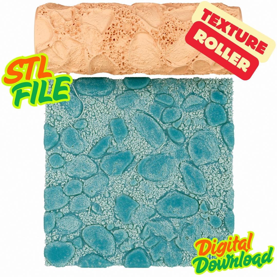 Riverbank Edge Dense Pebble Texture Roller STL – Seamless Pattern ...