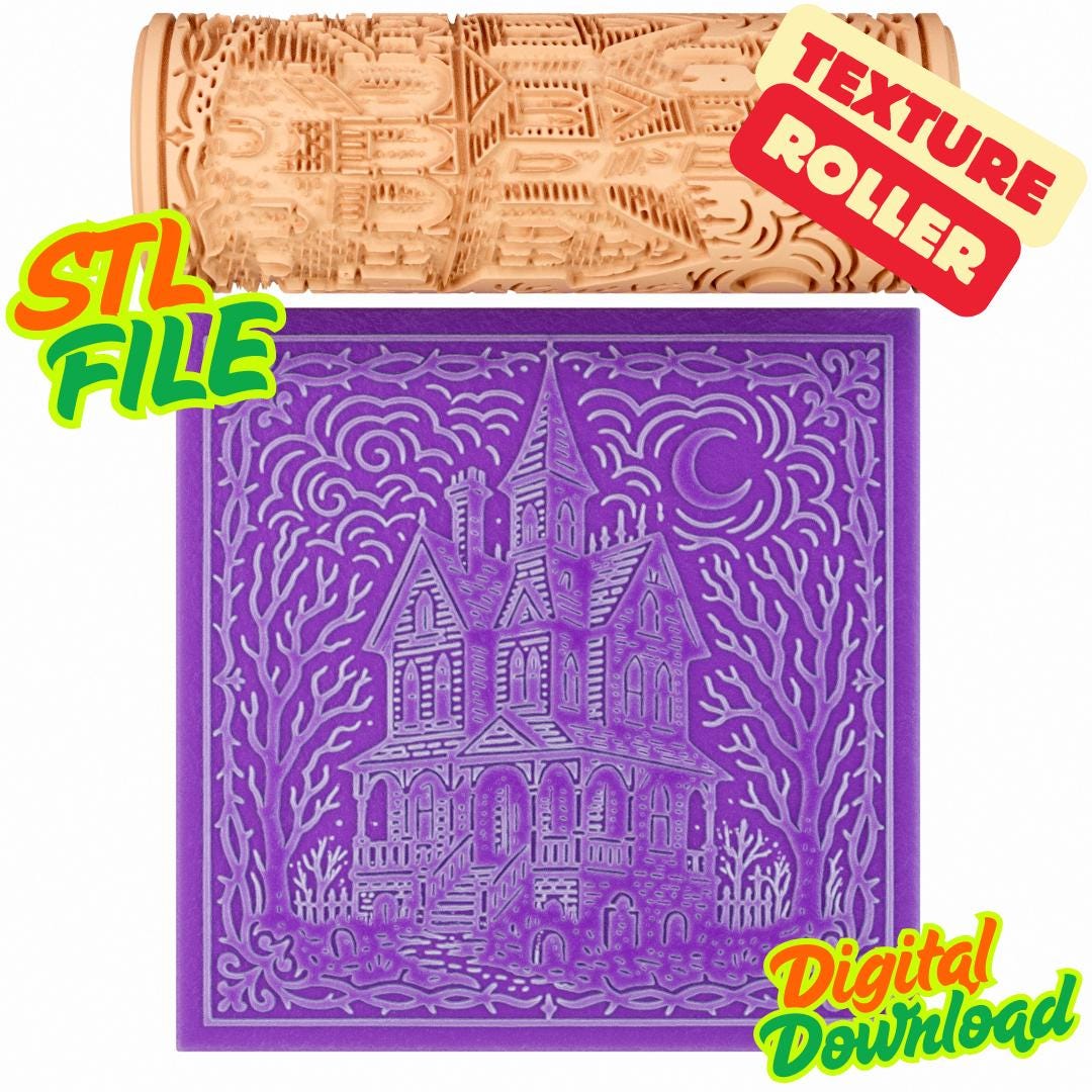Haunted House Texture Roller STL – Clay Pattern for Polymer, Pottery ...