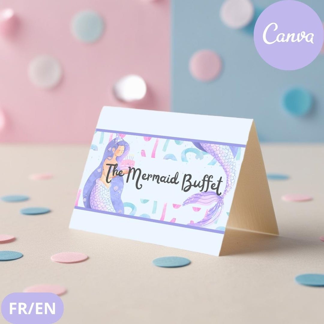 Editable Table Easels – Mermaid Theme – Canva Template – Digital ...