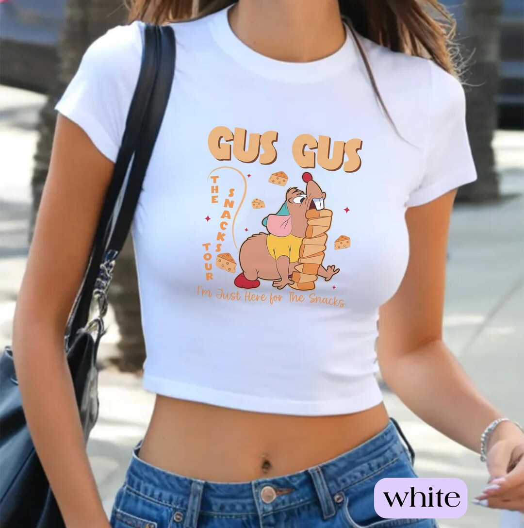 Vintage Disney Gus Gus Just Here for the Snacks Baby Tee, Cinderella T ...