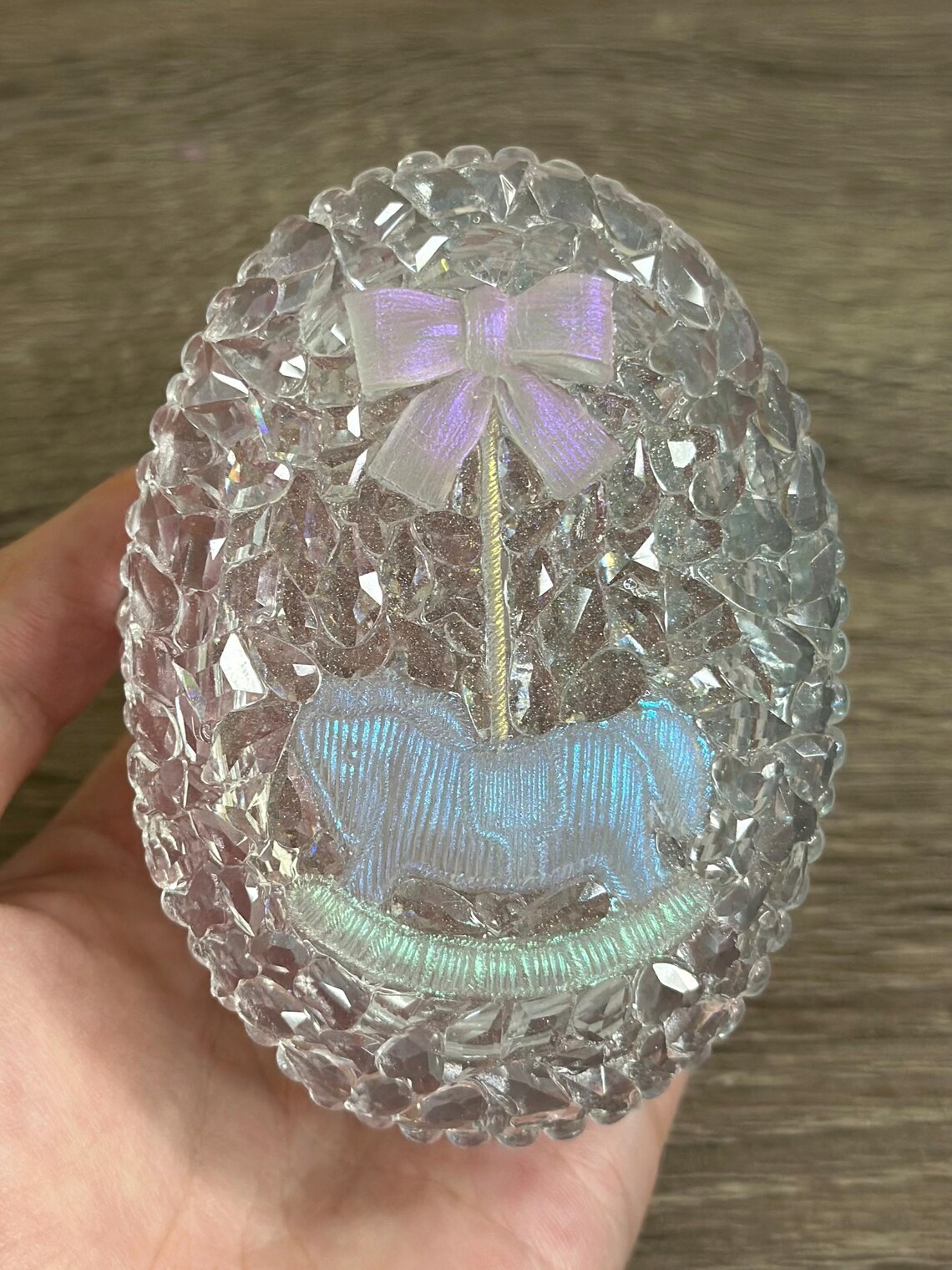 Iridescent Diamond Carousel Horse Resin Container - Etsy