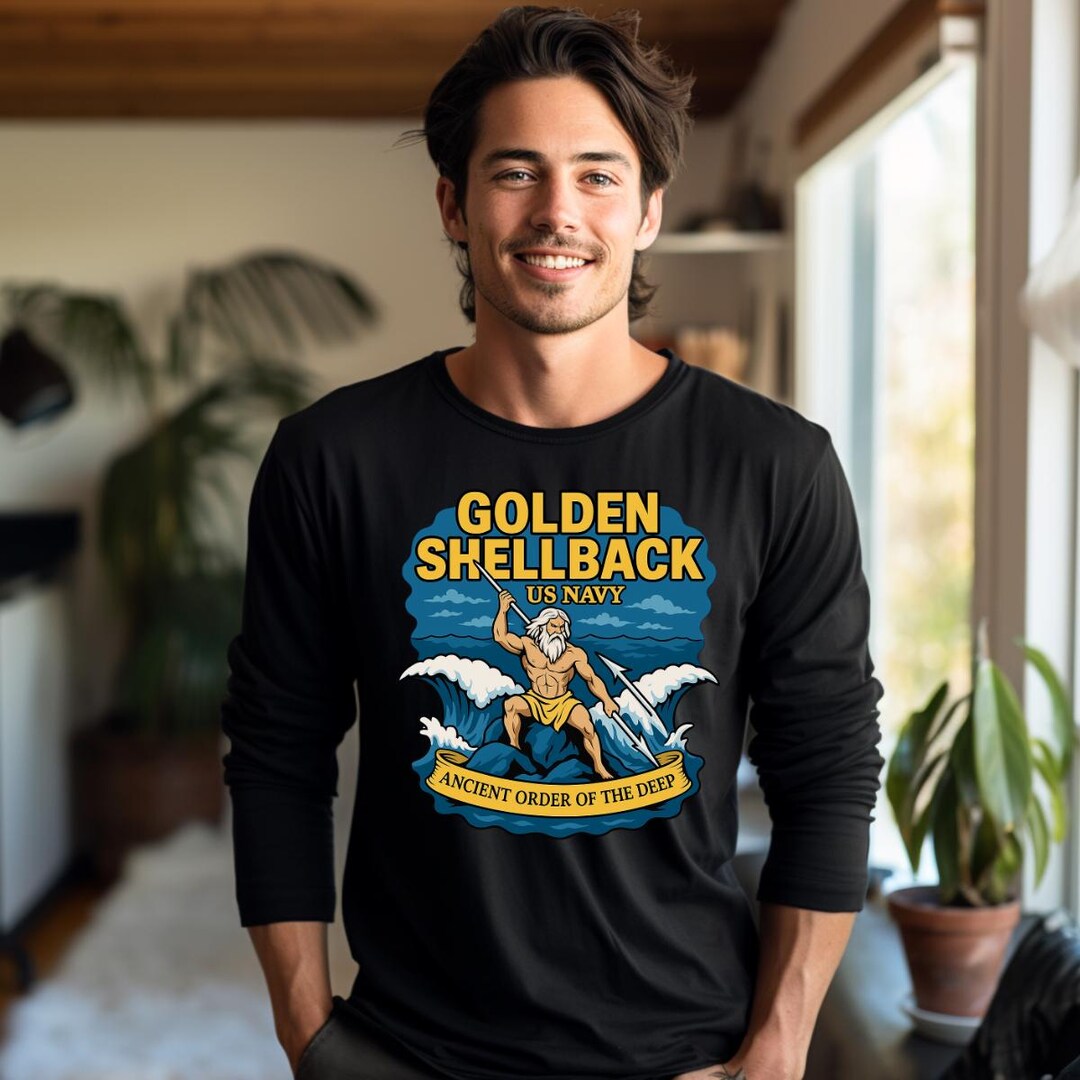 Golden Shellback US Navy Long Sleeve Tee | Ancient Order of the Deep - Etsy