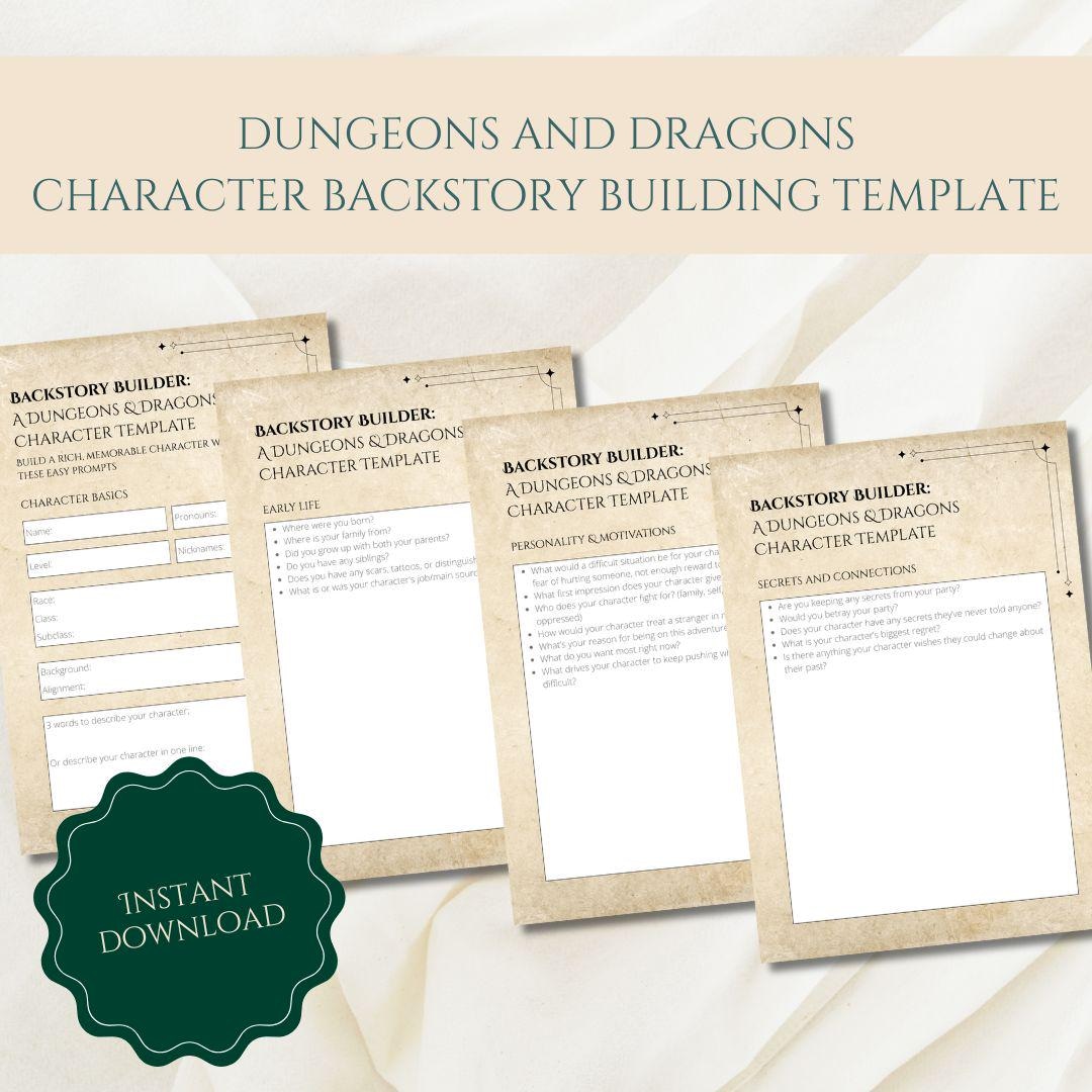 D&D Character Backstory Builder Template | Printable PDF for Dungeons ...