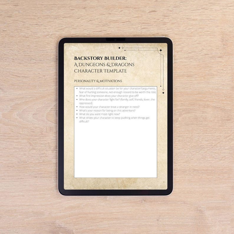 D&D Character Backstory Builder Template | Printable PDF for Dungeons ...