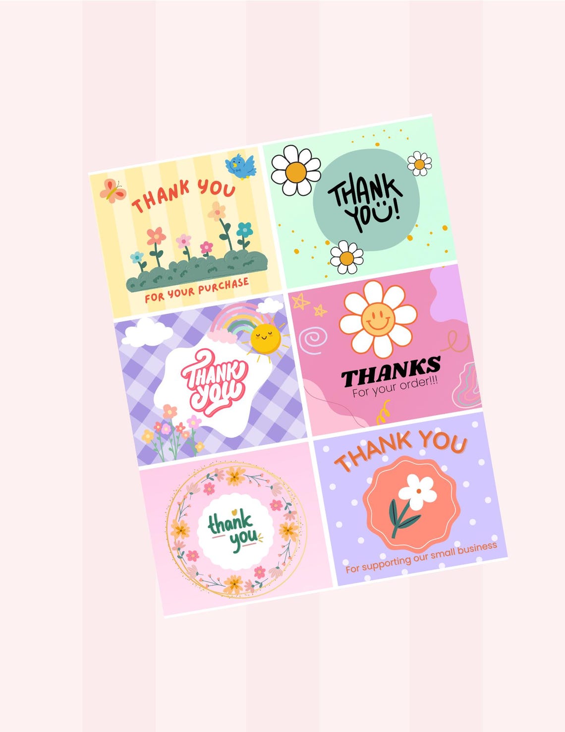 PRINTABLE Set of 6 Thank You Packing Cards - PDF - Thank You Card ...