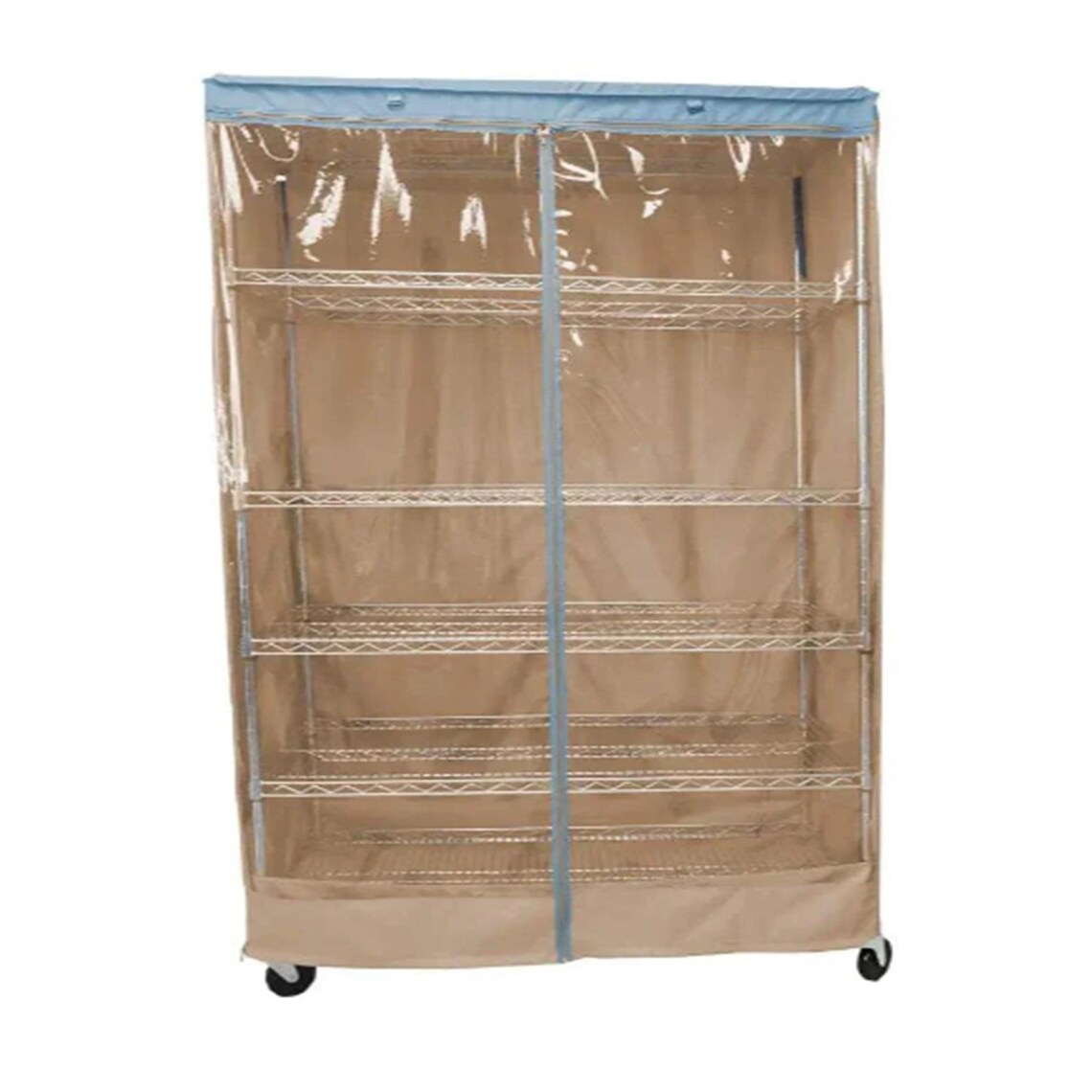 Khaki Storage Shelving Unit Cover: 36"w X 14"d X 54"h, Clear PVC Panel ...