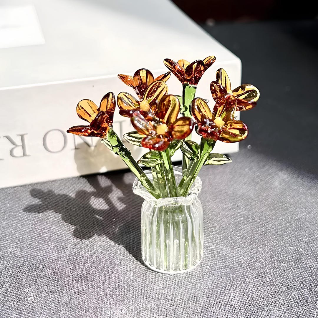 Handcrafted Birth Month Glass Flower Set – Miniature Flower Figurines ...
