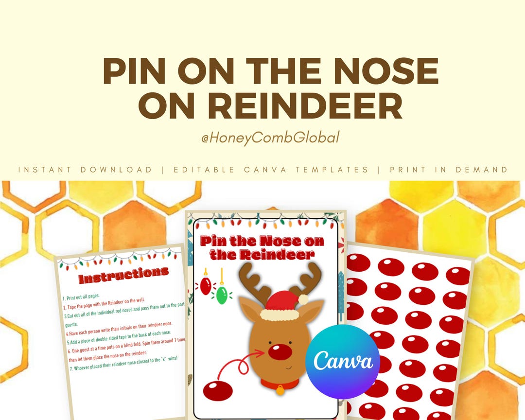 Reindeer Nose Game: Festive Holiday Party - Printable Download - Etsy