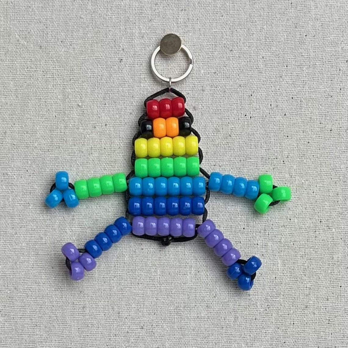 Rainbow Frog Bead Pet Keychain | Frog Keyring | Beaded Frog Keyring ...