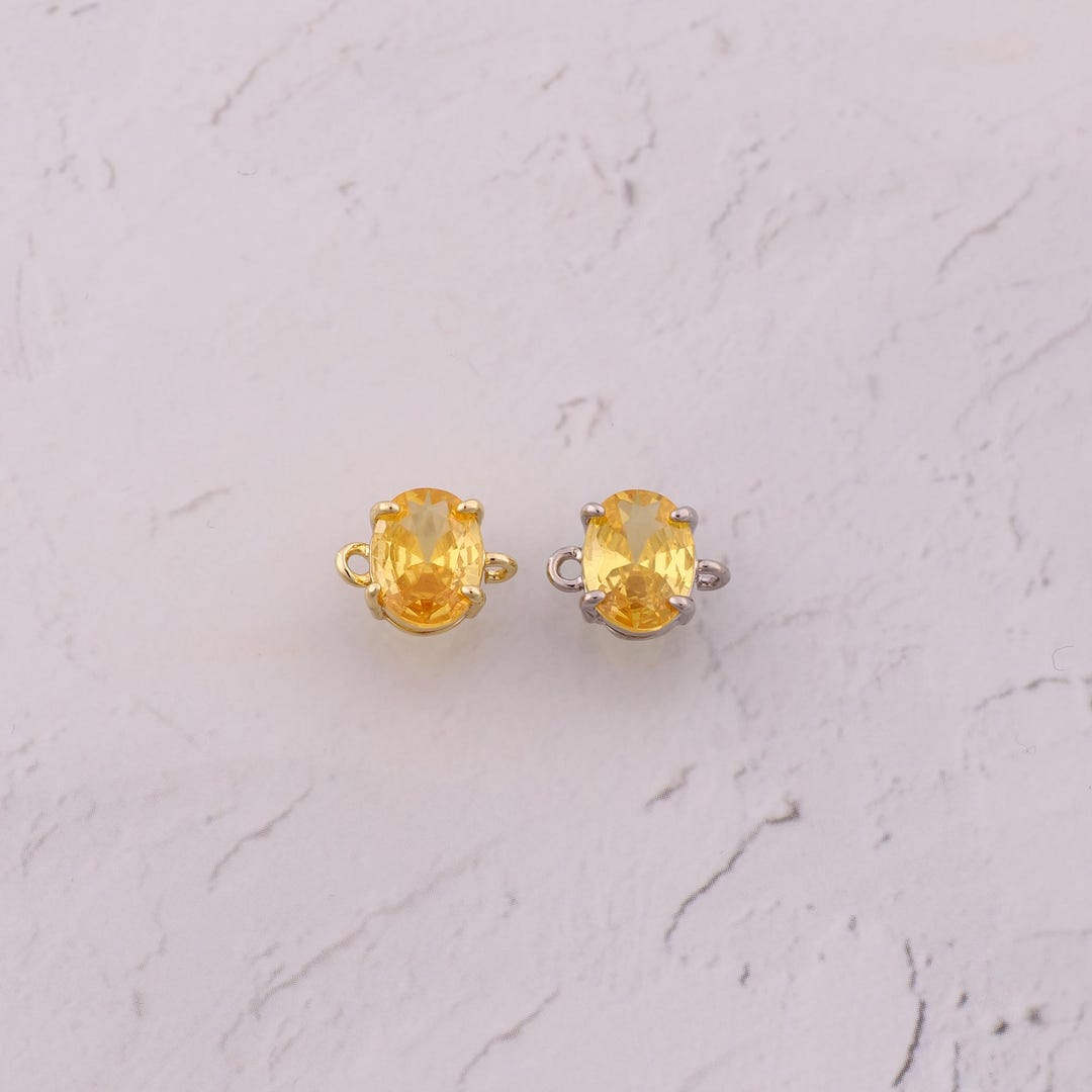 18K Gold Filled Oval Connectors Dainty CZ Oval Connectors for DIY ...