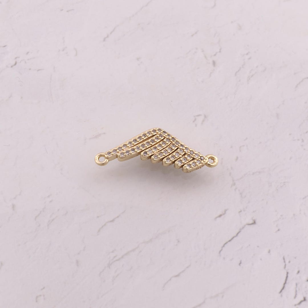 18K Gold Filled Angel Wings Connectors Dainty CZ Animal Wings ...
