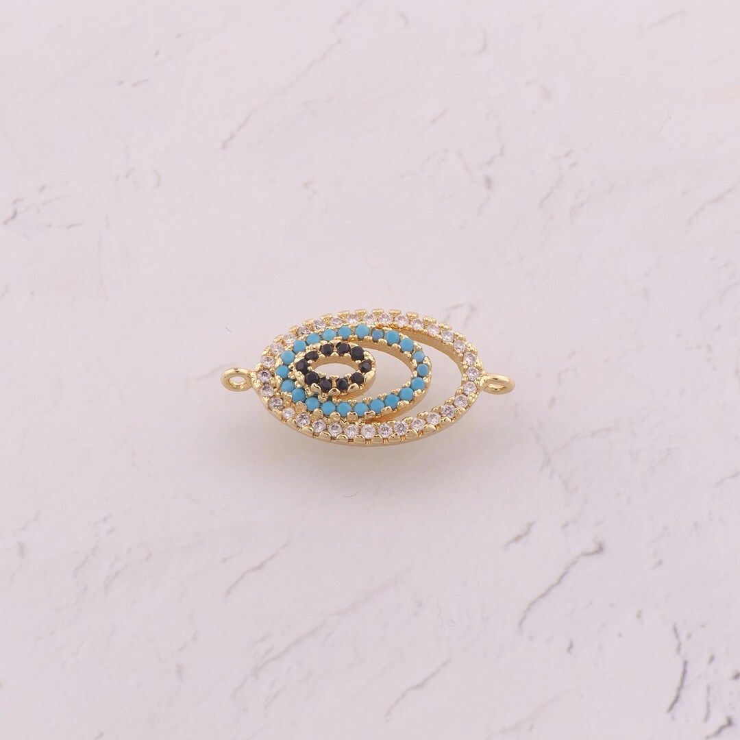 18K Gold Filled Oval Connectors Dainty CZ Oval Connectors for DIY ...