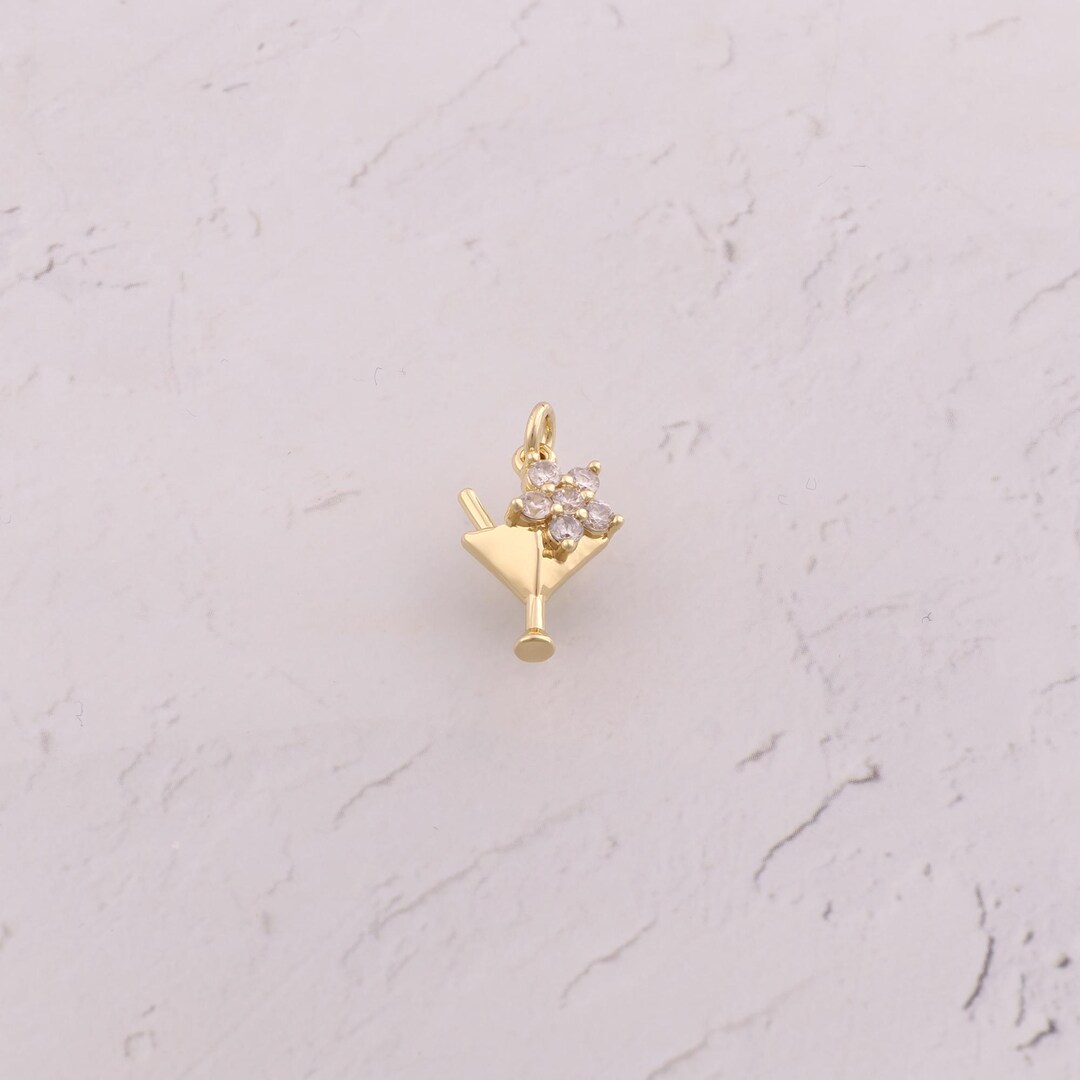 18K Gold Filled Wine Glass Pendant Dainty CZ Goblet Charms for DIY ...