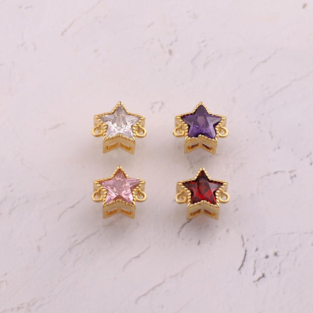 18K Gold Filled Star Connectors Dainty CZ Celestial Connectors for DIY ...