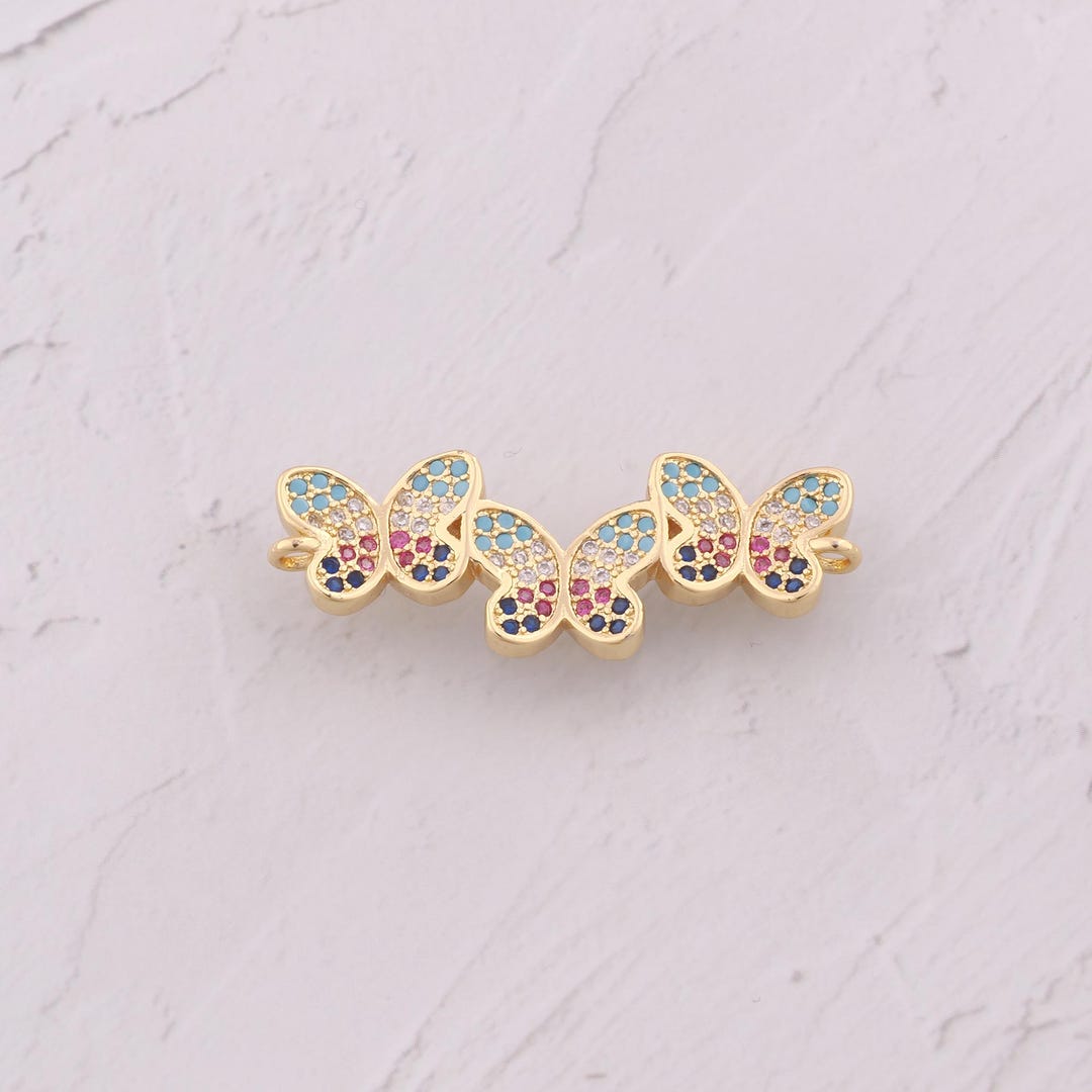 18K Gold Filled Butterfly Connectors Dainty CZ Insect Connectors for ...