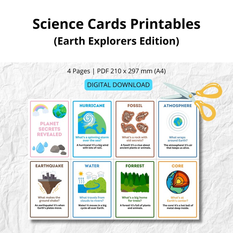 Science Cards Printables - Earth Explorers Edition - Etsy