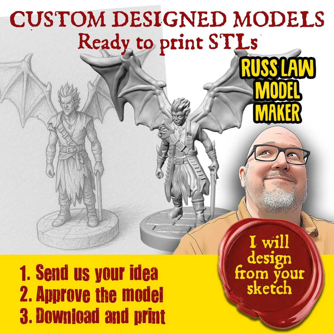 Custom 3D Miniature Design | D&D Figurine STL File (digital Download ...