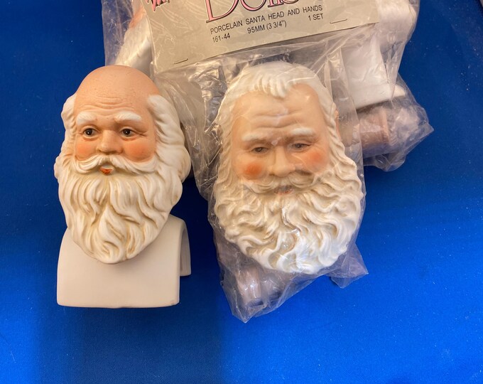 Large Porcelain Santa Heads and Hands, Dollmaking Set, Santa Head, Lot ...