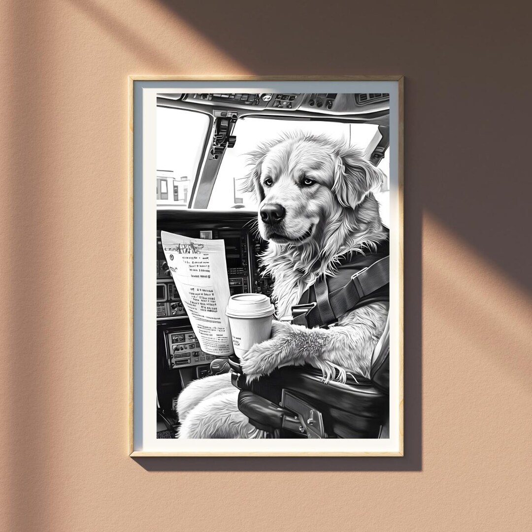 Funny Picture Dog as Pilot Cockpit Mural Golden Retriver - Etsy