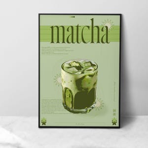 Japanese Aesthetic Poster - Matcha Art Print – Iced Matcha Drink Wall ...