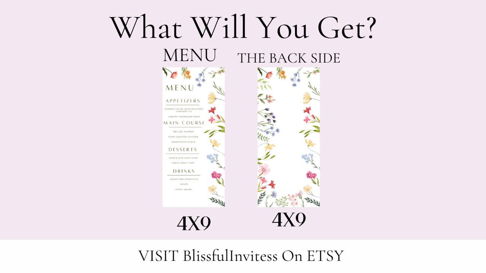 Floral Wedding Menu Template | Wildflower Garden Party Menu | Double ...