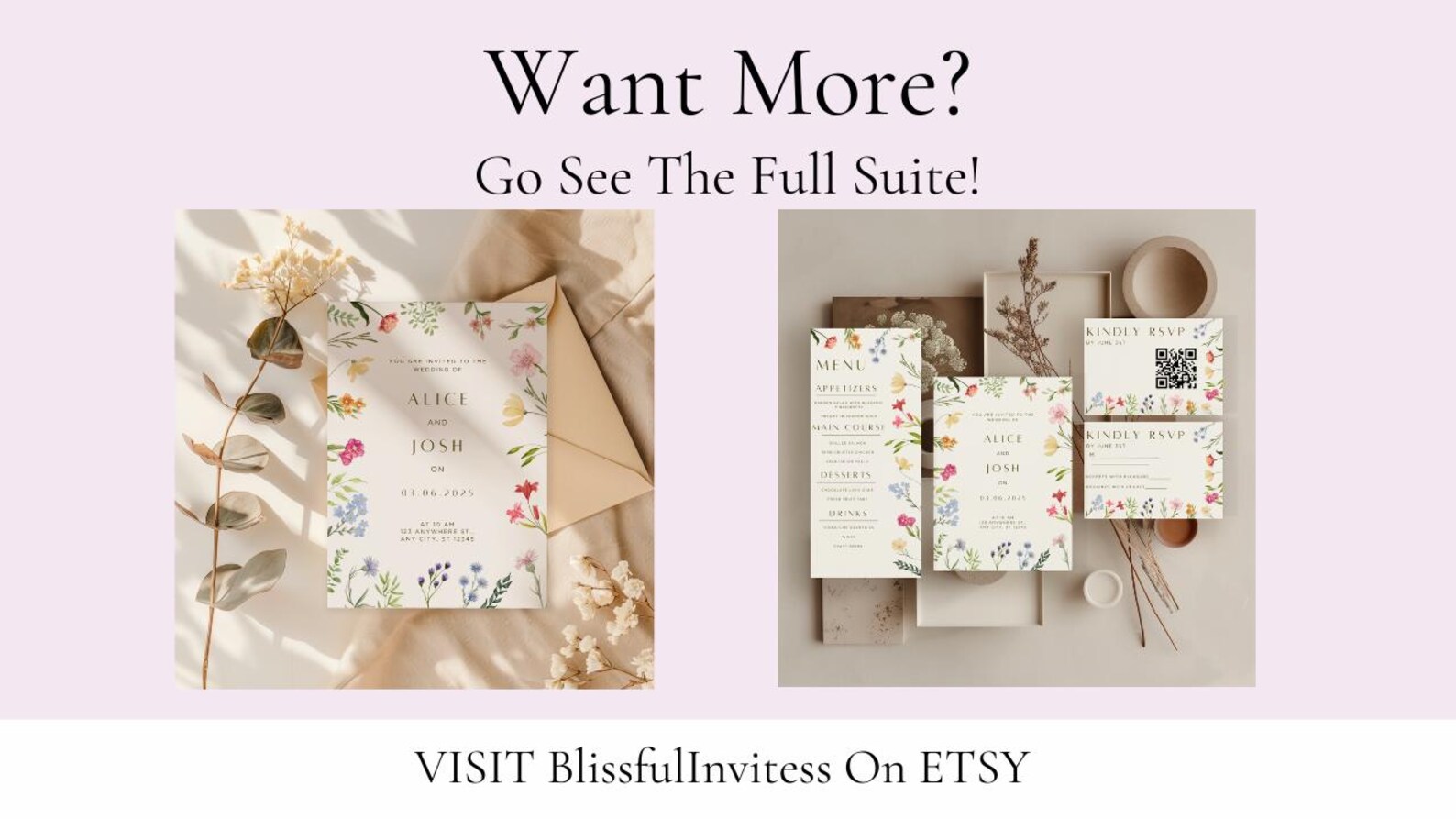 Floral Wedding Menu Template | Wildflower Garden Party Menu | Double ...
