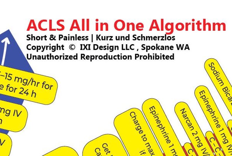 ACLS Algorithm All in One Flowchart ACLS Review Study Guide Printable ...