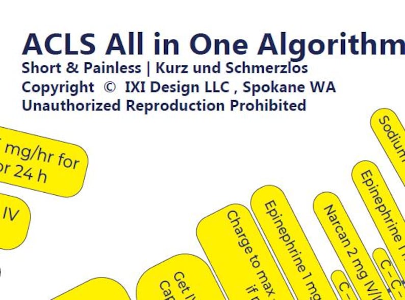 ACLS Algorithm All in One Flowchart ACLS Review Study Guide Printable ...