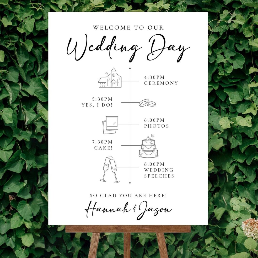 Order of Events Wedding Sign, Timeline, Day of Events, Elegant Foam ...