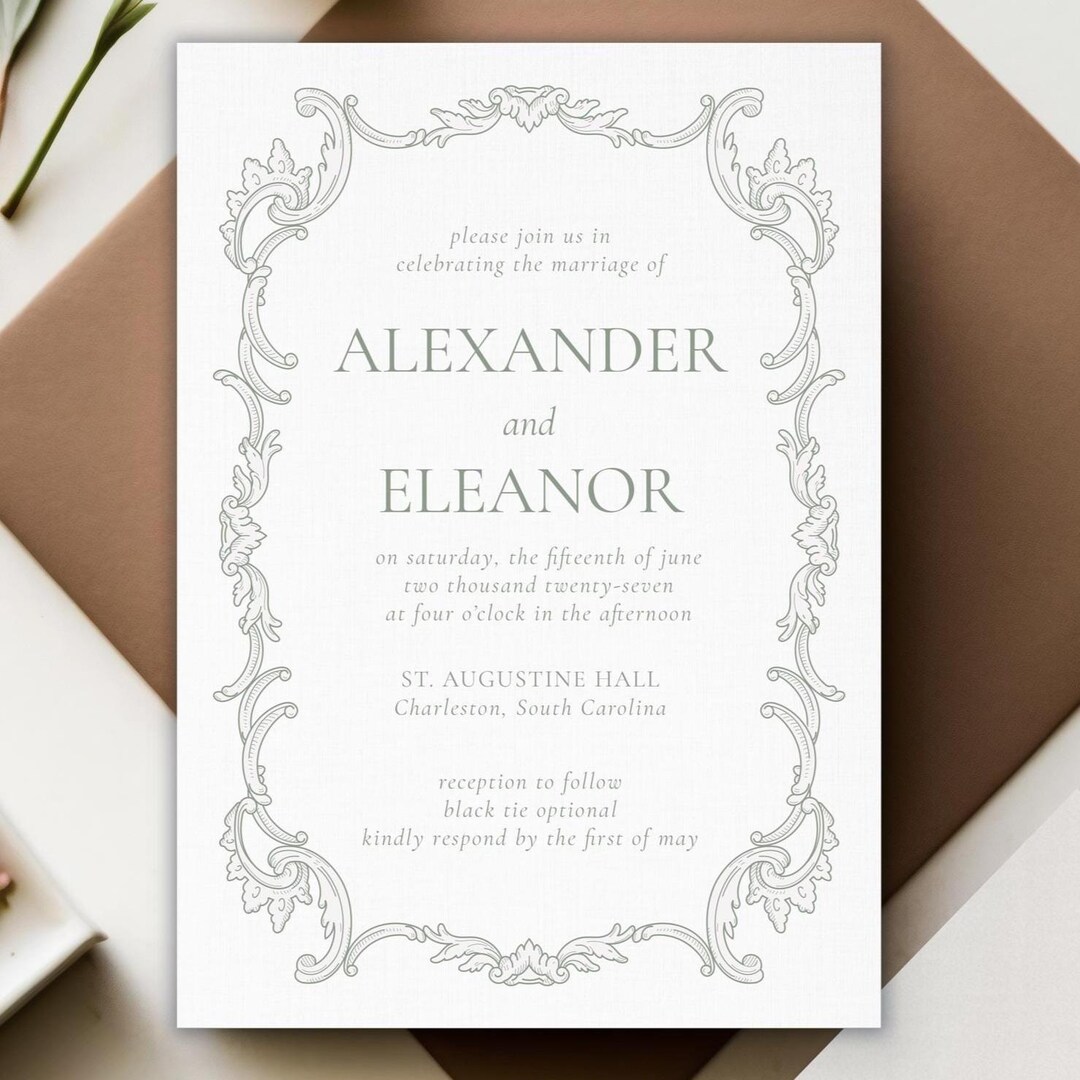 Elegant Invitation Set | Bridgeton Wedding Invites | Elegant Brown ...
