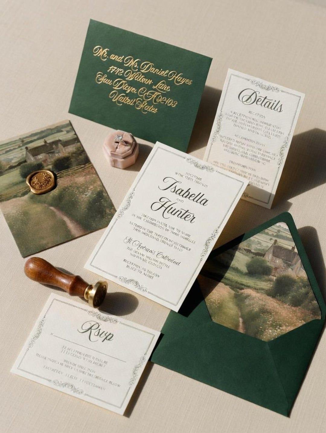 Elegant Invitation Set | Bridgeton Wedding Invites | Elegant Brown ...