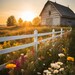 Virtual Background Summer Barn and White Picket Fence, Photoshop ...