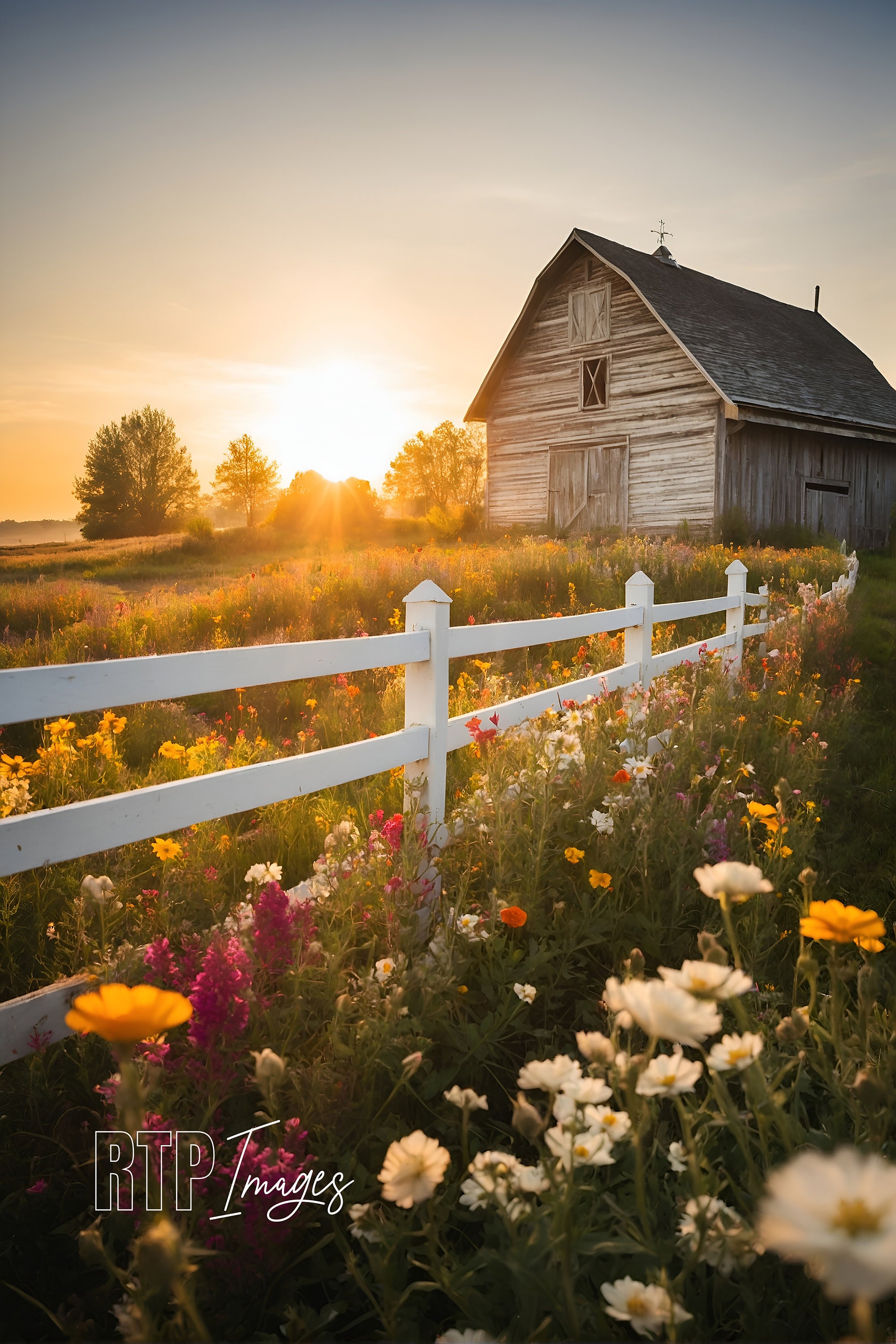 Virtual Background Summer Barn and White Picket Fence, Photoshop ...
