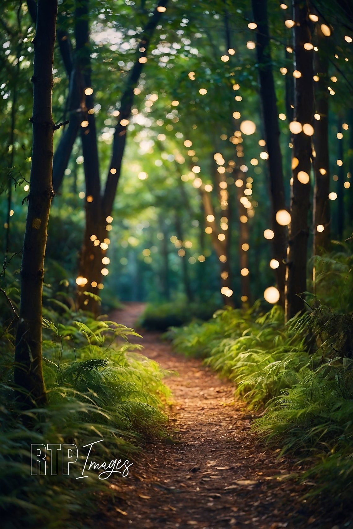 Virtual Background Enchanted Forest Bokeh Lights Backdrop, Composite ...